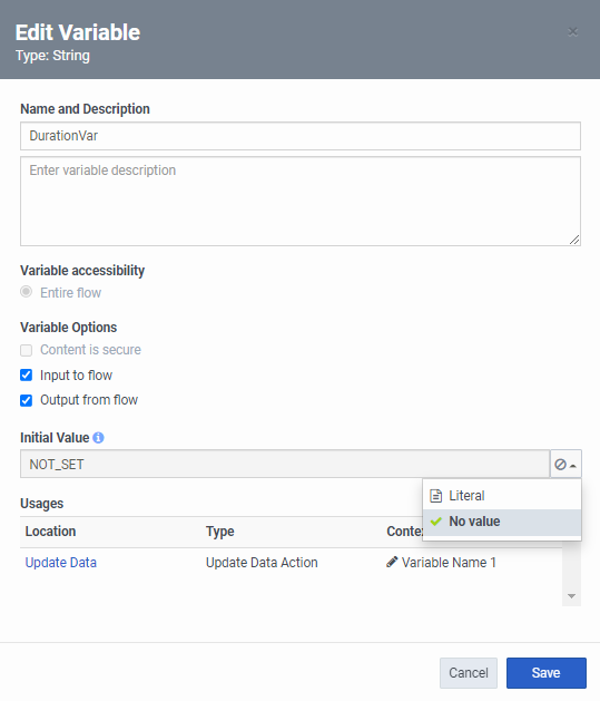 Administrar una variable - Genesys Cloud Resource Center